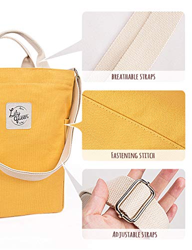 Lily queen Women Canvas Tote Handbags Casual Shoulder Work Bag Crossbody (Yellow)