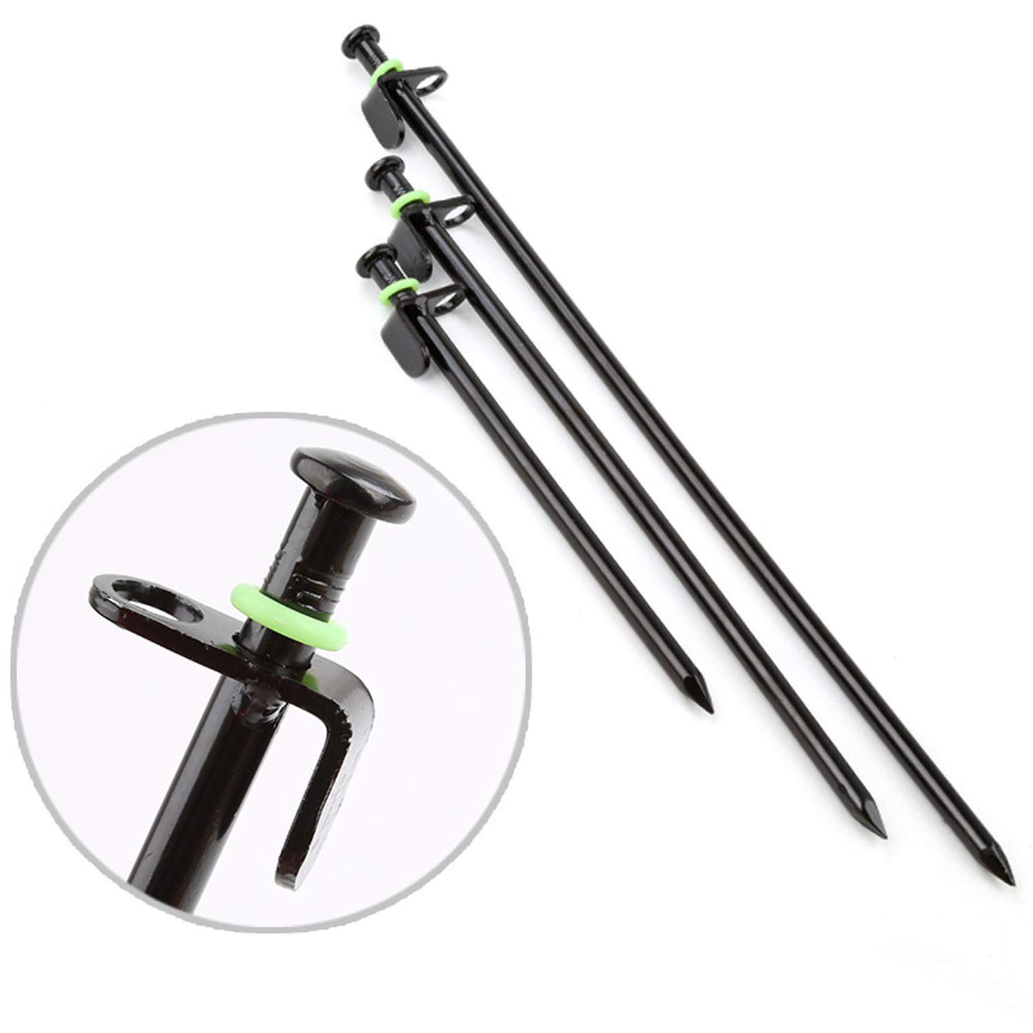 Lightton Tent Stakes, Heavy-Duty Steel Solid Tent Stakes Pegs for Outdoors Mountain 8-Inch Camping Hiking with Metal Stopper 8pcs + 9pcs Fluorescent Rubber Circle
