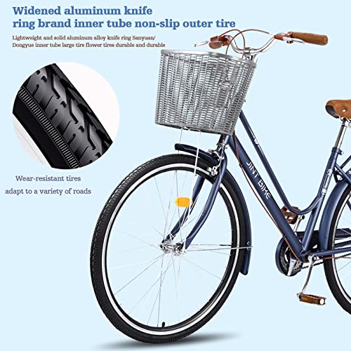 PUTEARDAT Beach Cooler Big Wheels 26-Inch Womens Comfort Bikes Beach Cruiser Bike Single Speed Bicycle Comfortable Bicycle