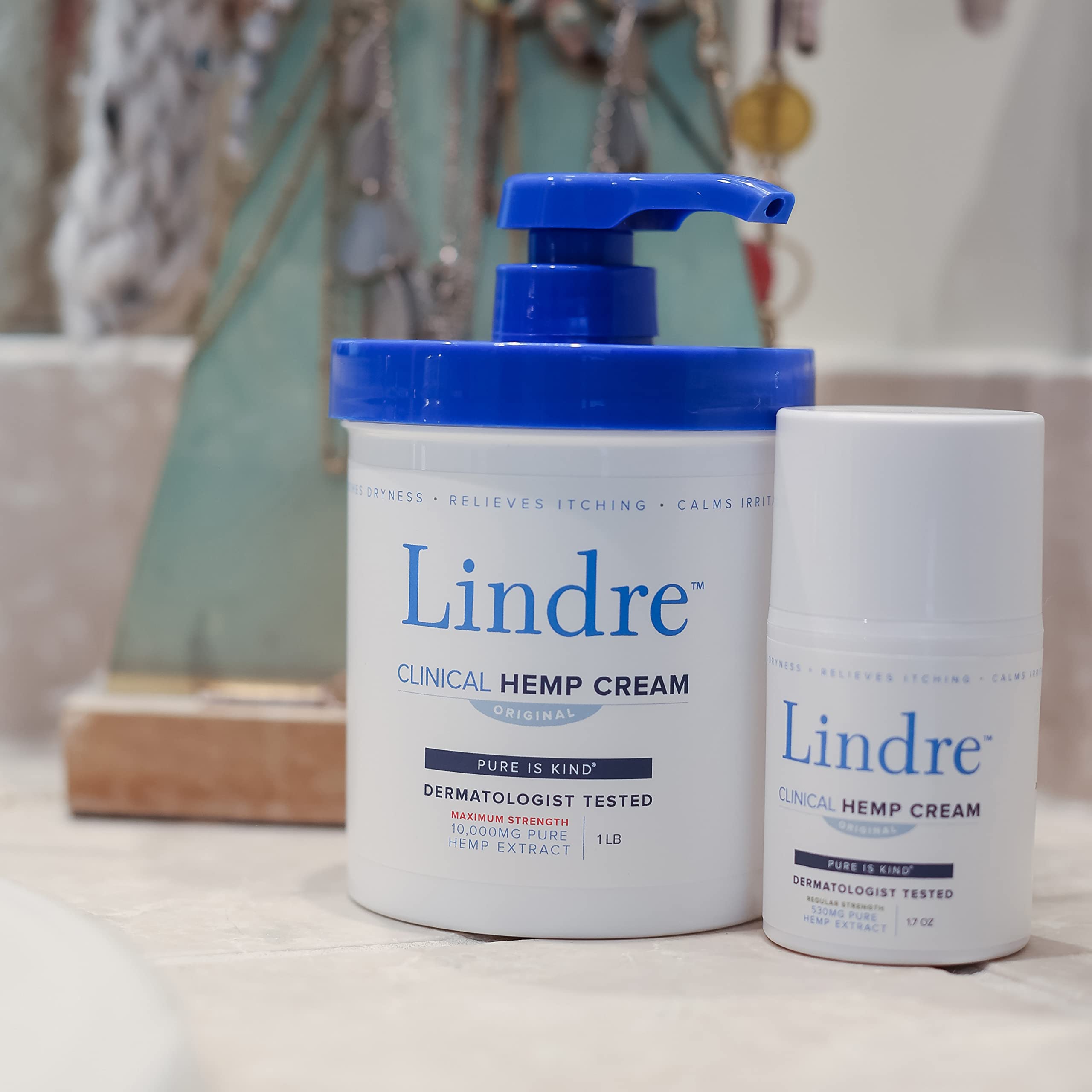 Lindre Regular Strength Hemp Cream for Dry to Very Dry, Sensitive Skin. Fragrance Free, Steroid Free, Dermatologist Tested. Original Formula, 1.7oz