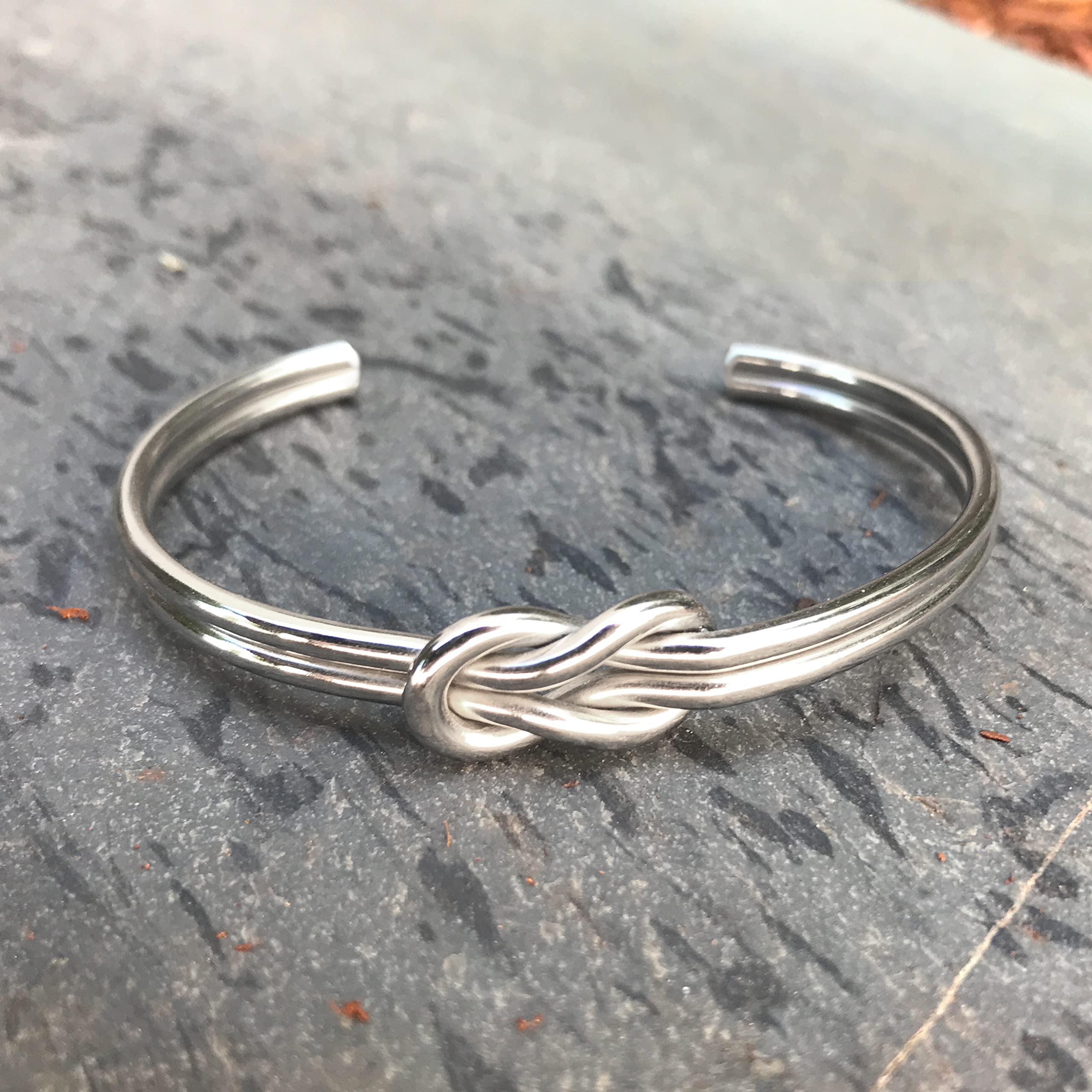 Loralyn Designs Womens Love Knot Infinity Cuff Bracelet Stainless Steel Adjustable - Silver