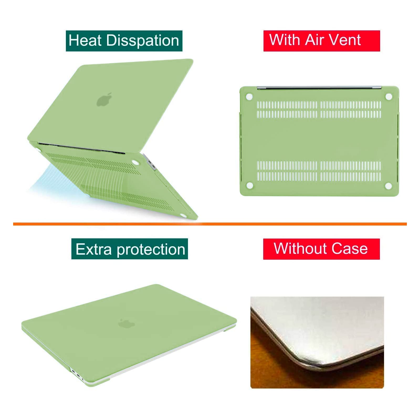 MOSISO Compatible with MacBook Pro 16 inch Case 2020 2019 Release A2141 with Touch Bar Touch ID, Protective Plastic Hard Shell Case & Keyboard Cover & Screen Protector & Storage Bag, Avocado Green