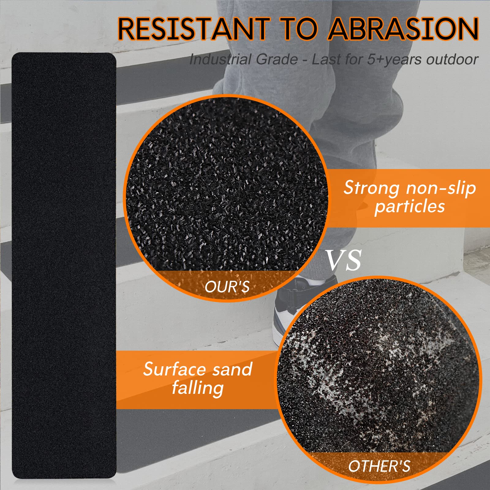 S&X Stair Treads Non-Slip Outdoor Grip Tape, 12-Pack, 6β x 30β Pre-Cut Anti Slip Tape, Black