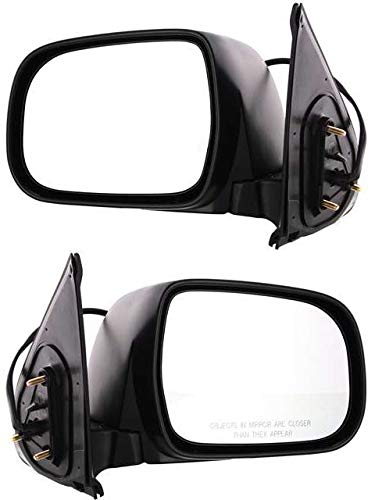 Kool Vue Mirror Set of 2 Compatible with 2005-2011 Toyota Tacoma Driver and Passenger Side Manual Folding, Textured Black, Power Glass