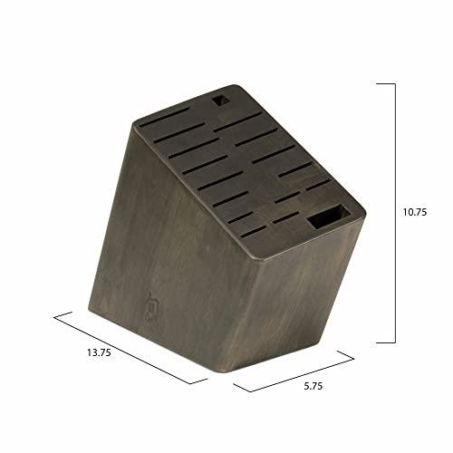 Shun Cutlery 17-Slot Angled Knife Block, Hardwood Block with Attractive Dark Stain, Authentic, Japanese Universal Knife Block, Knife Holder for Kitchen Counter