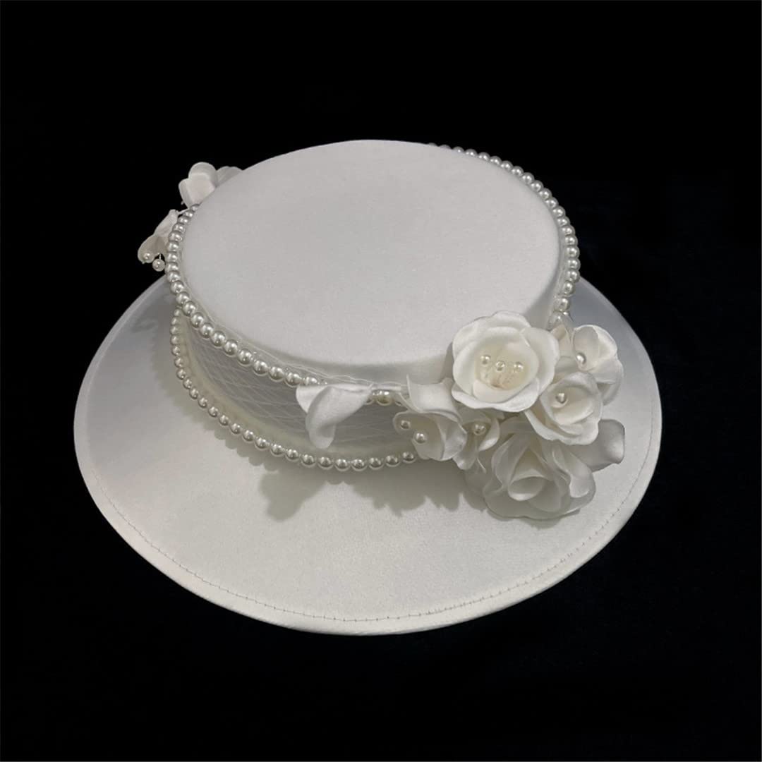 Satin Bridal Hat Cocktail Wedding Party Headwear Tiara Formal Flower Pearl Hair Accessories One Size