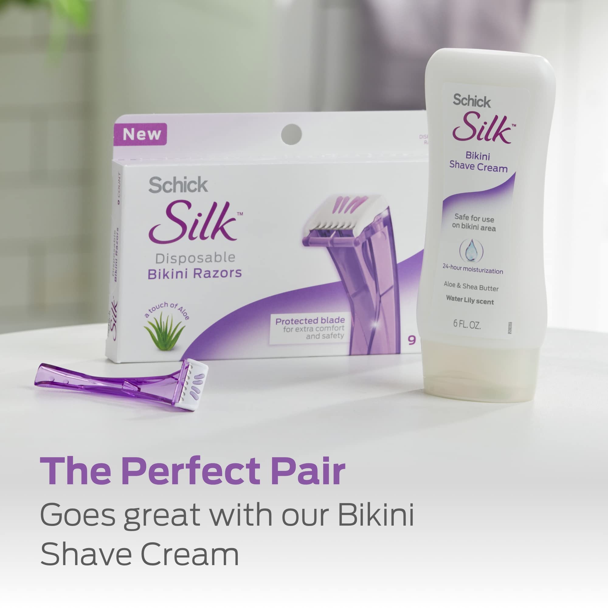Schick Silk Bikini Razor, 9 Count | Bikini Shaver, Pubic Hair Razor for Women | Disposable Razors for Women, Bikini Trimmer