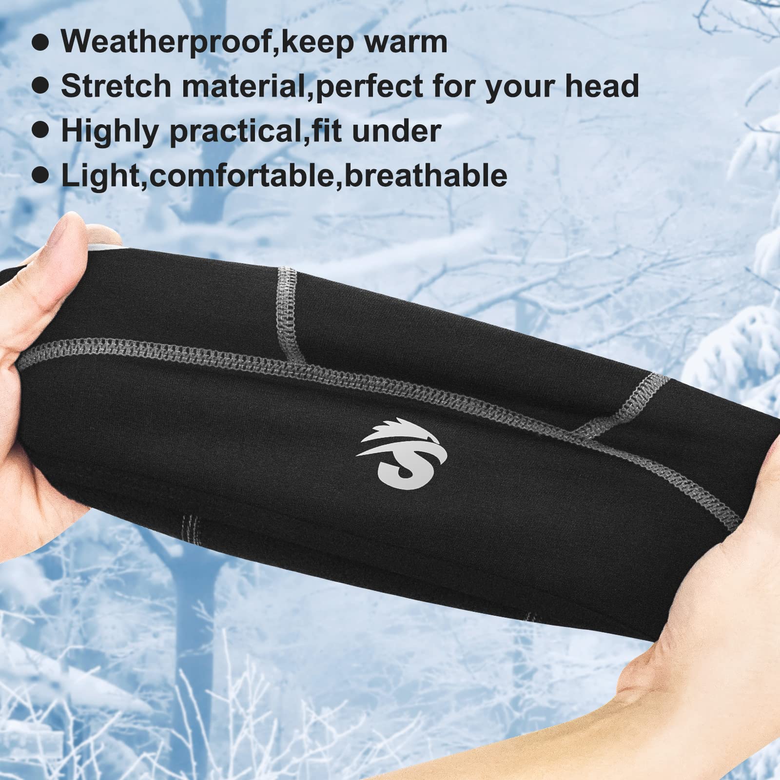 Seektop 2 Pack Skull Cap Helmet Liner for Men, Cycling Running Sweat Wicking Skullcap Beanie, Fits Under Helmets (Black&Gray New)