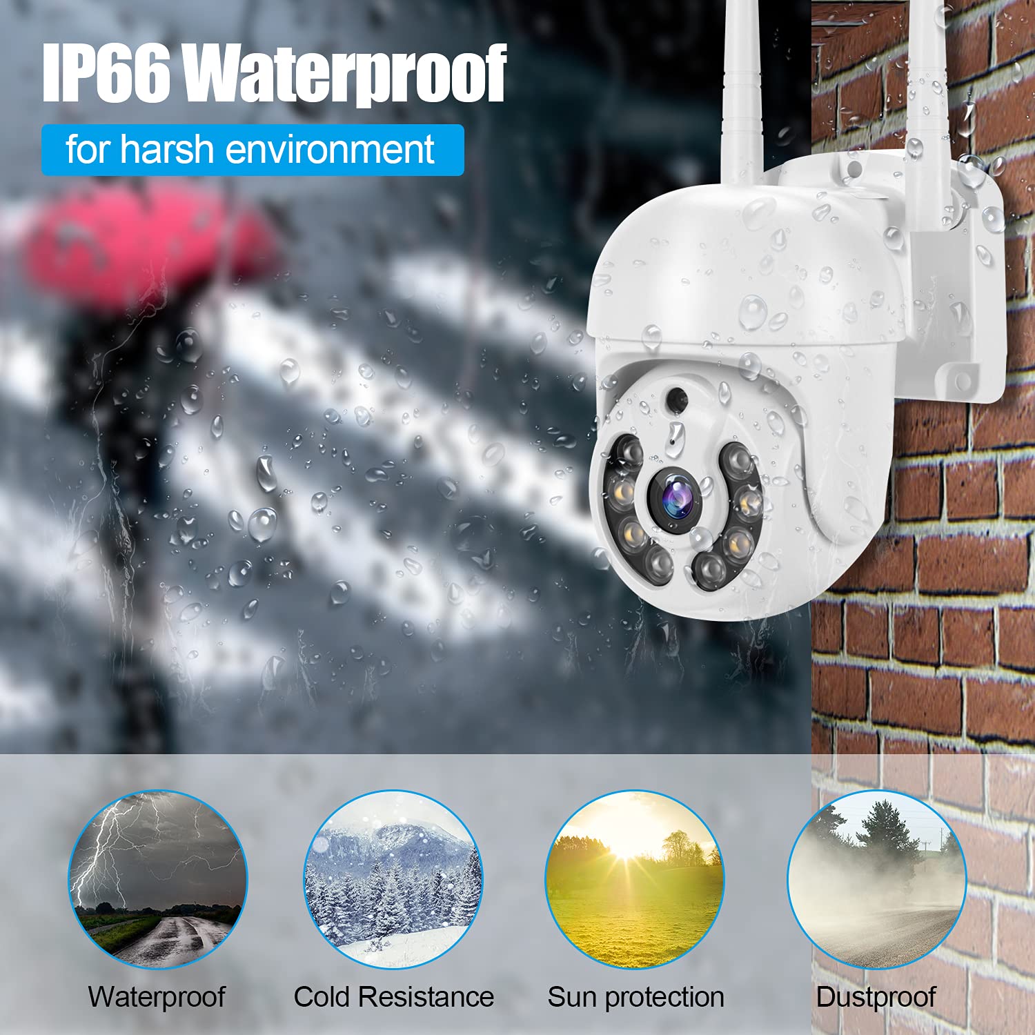 Wireless Security Camera System 8CH NVR 4PCS Outdoor WiFi Surveillance PTZ Home Camera with Night Vision,Weatherproof, Motion Alert, Remote Access,No Hard Disk [Expandable 8CH,2K]