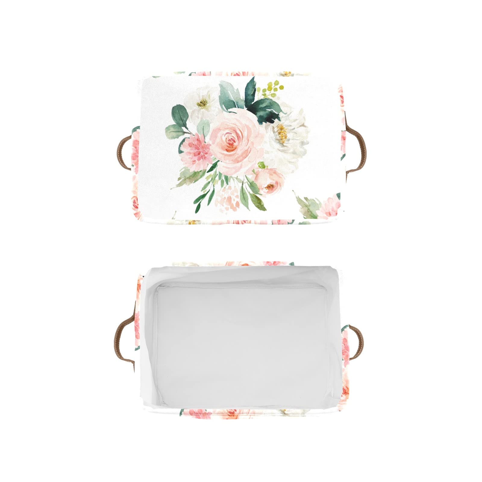 Pink Rose Flower Personalized Custom Name Waterproof Storage Boxs Baskets Clothts Towel Book for Bathroom Office 1 Pack