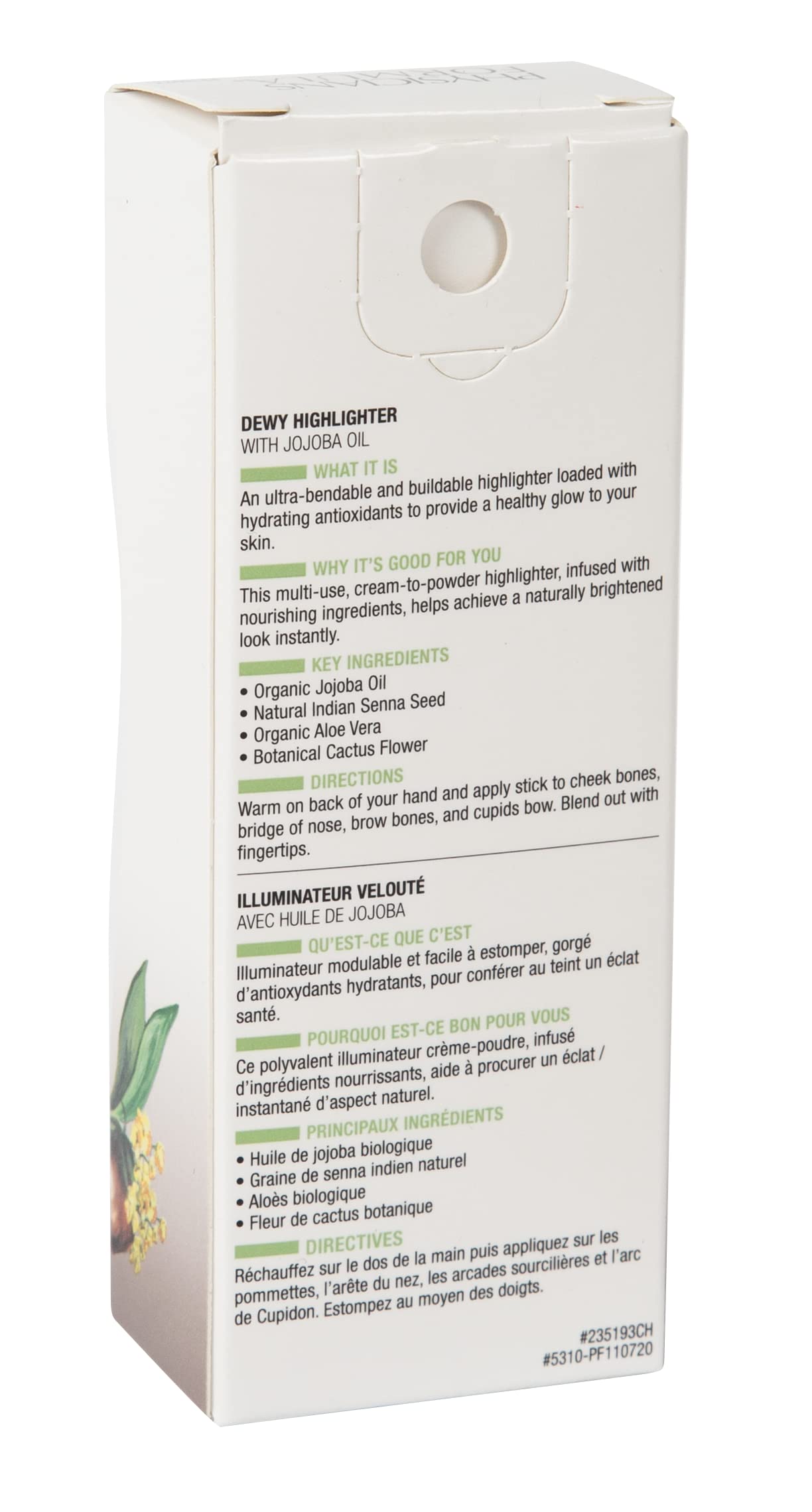 Physicians Formula Organic Wear All Natural Dewy Highlighter Stick Makeup, Makeup Honey Dew, Dermatologist Tested
