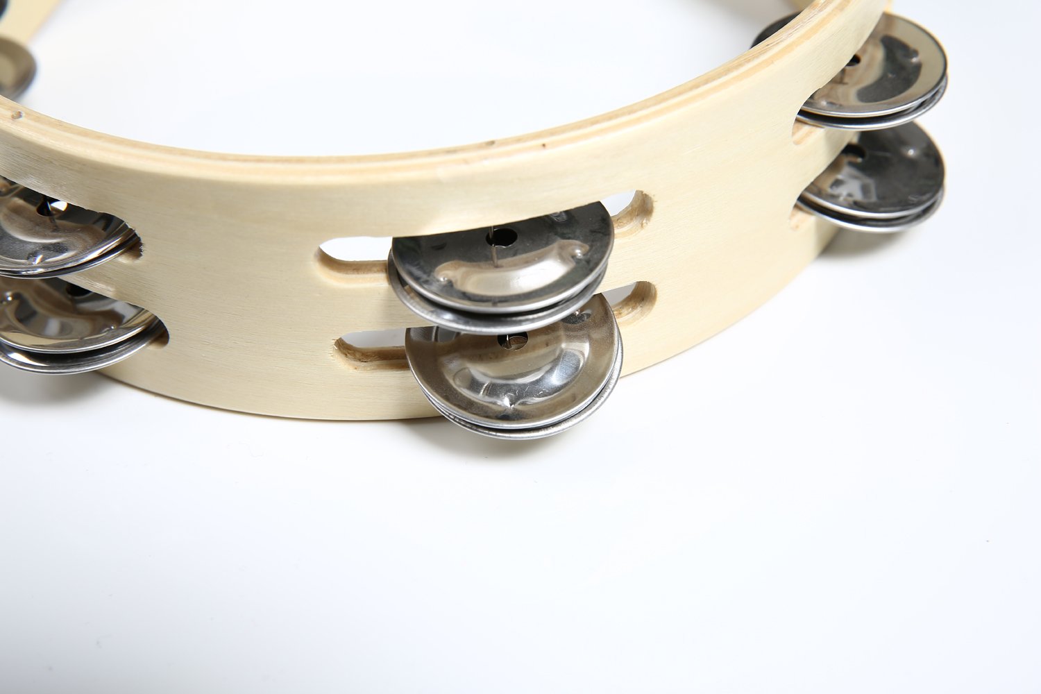 Lightweiht Thicken Wood Handheld Tambourine - Double Row 8 Pairs Jingles, Hand Tambourine Hand Tambourine (25cm(9.8 in))