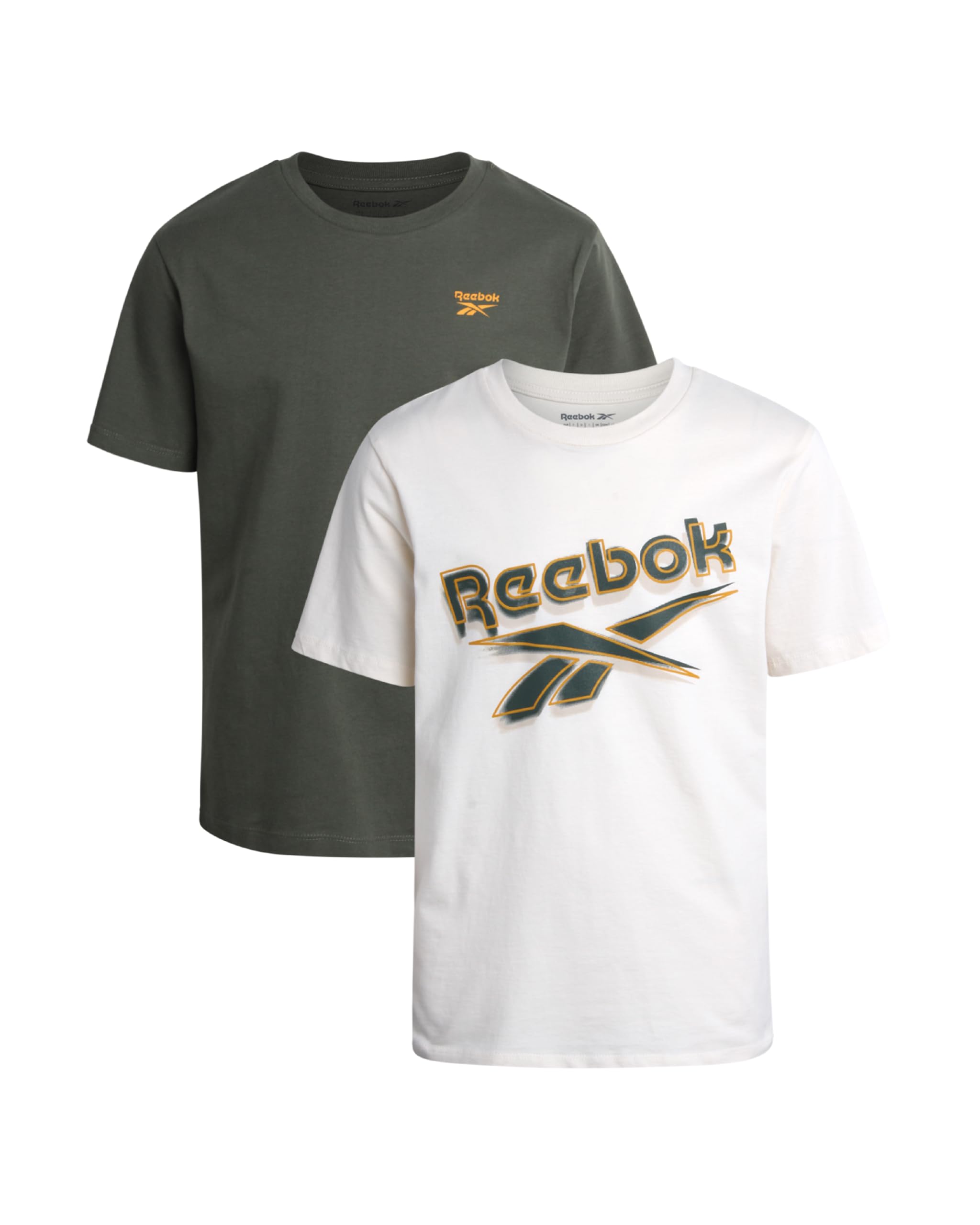 Reebok Boys Active T-Shirt 2 Pack Performance Cotton Shirt for Boys Kids Athletic Sports Tee (8-20), Size X-Large, Classic White