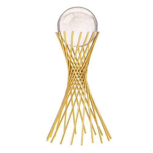 XBWEI Metal Crystal Ball Ornament Nordic Style Wrought Iron Clear Ball Sculptures Stand Creative Decorations for Living Room TV Cabinet Bookcase Home Office