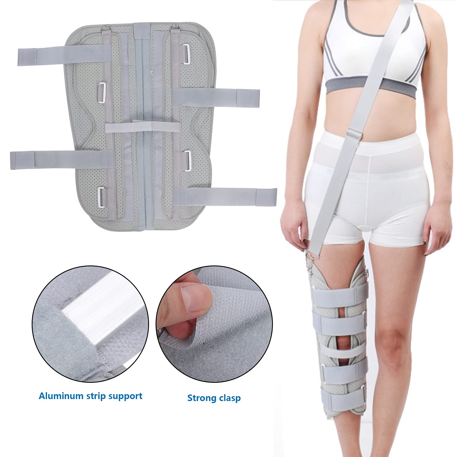 Knee Brace, Knee Immobilizer Brace with Shoulder Adjustable Sling Knee Splint Support for Knee Injury Surgery