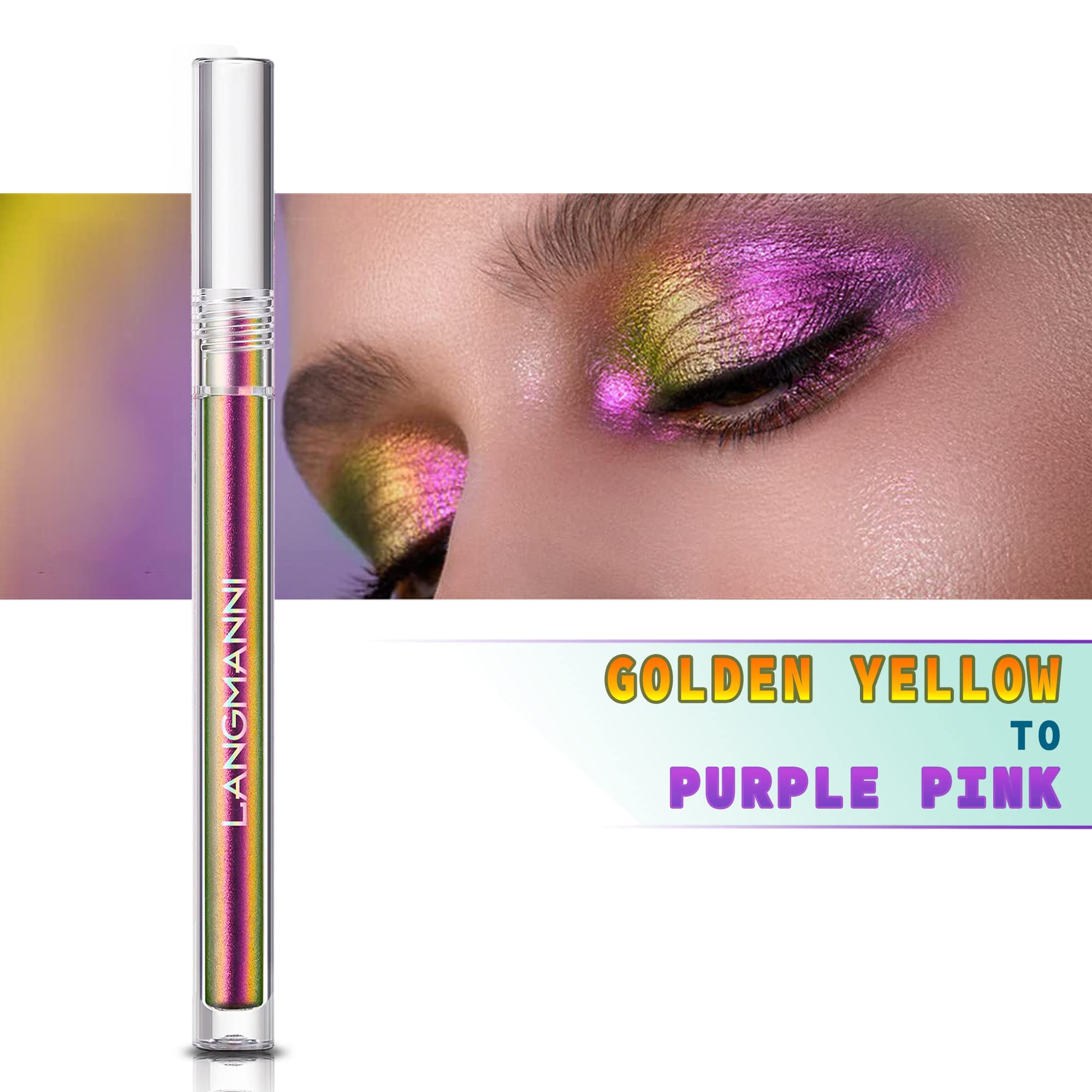 Witcrskm Liquid Eyeshadow, Chameleon Glitter Eye Shadow Makeup, MultiColor Shifting Pigment, Quick-Drying & Waterproof, Ideal Gifts For Sister Girls Girlfriend Women, 3ml