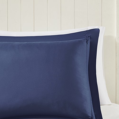 Madison Park Larkspur All Season Reversible Two Sides Down Alternative Set 3M Stain Release Comforters, Full/Queen, Red/Navy 3 Piece