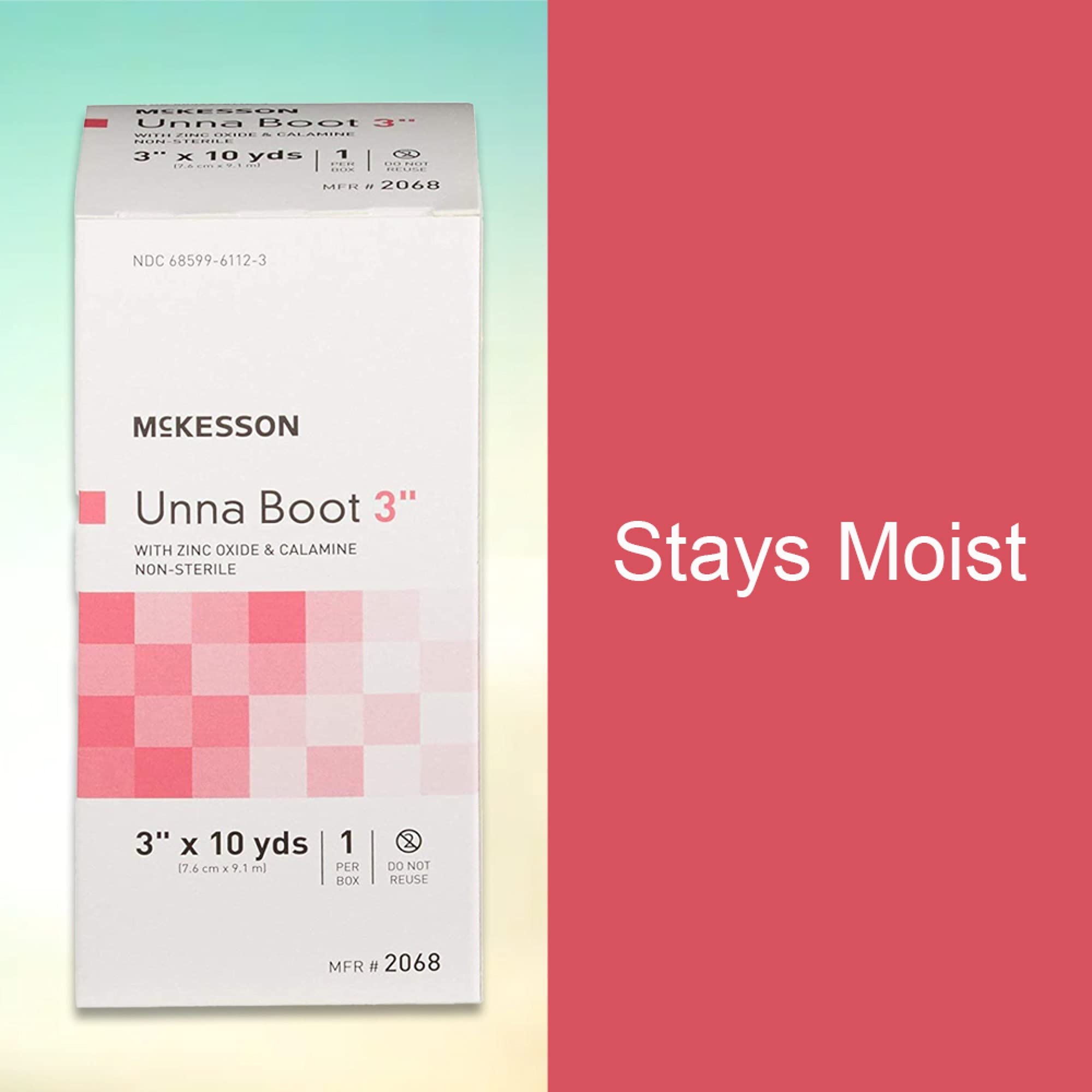 McKesson 2068 Unna Boot with Zinc Oxide and Calamine, Non-Sterile, 3" Width, 10 Yards Length, Pack of 12