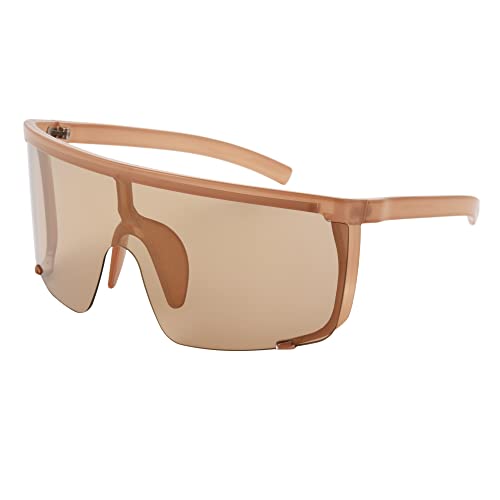 Steve Madden Women's in The Limelight Shield Sunglasses, Nude, 148mm