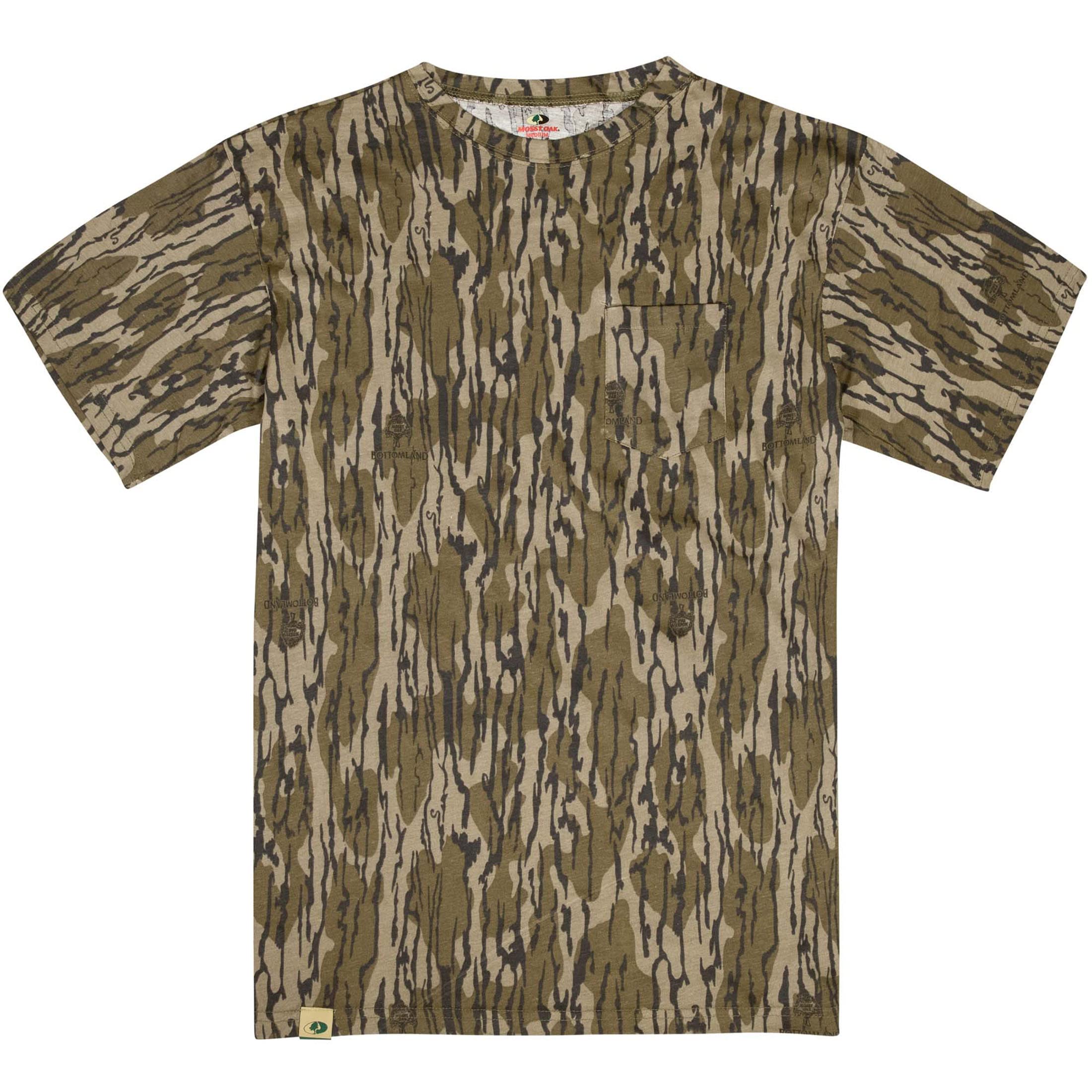 Mossy Oak Standard Mens Camo Hunting Shirt Short Sleeve Cotton, Original Bottomland, XX-Large