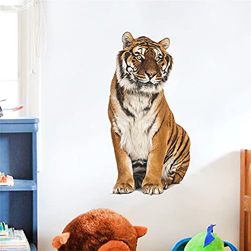 ROFARSO Lifelike Cool Tiger Jungle Animal Wall Stickers Removable Wall Decals Art Decorations Decor for Bedroom Living Room Murals