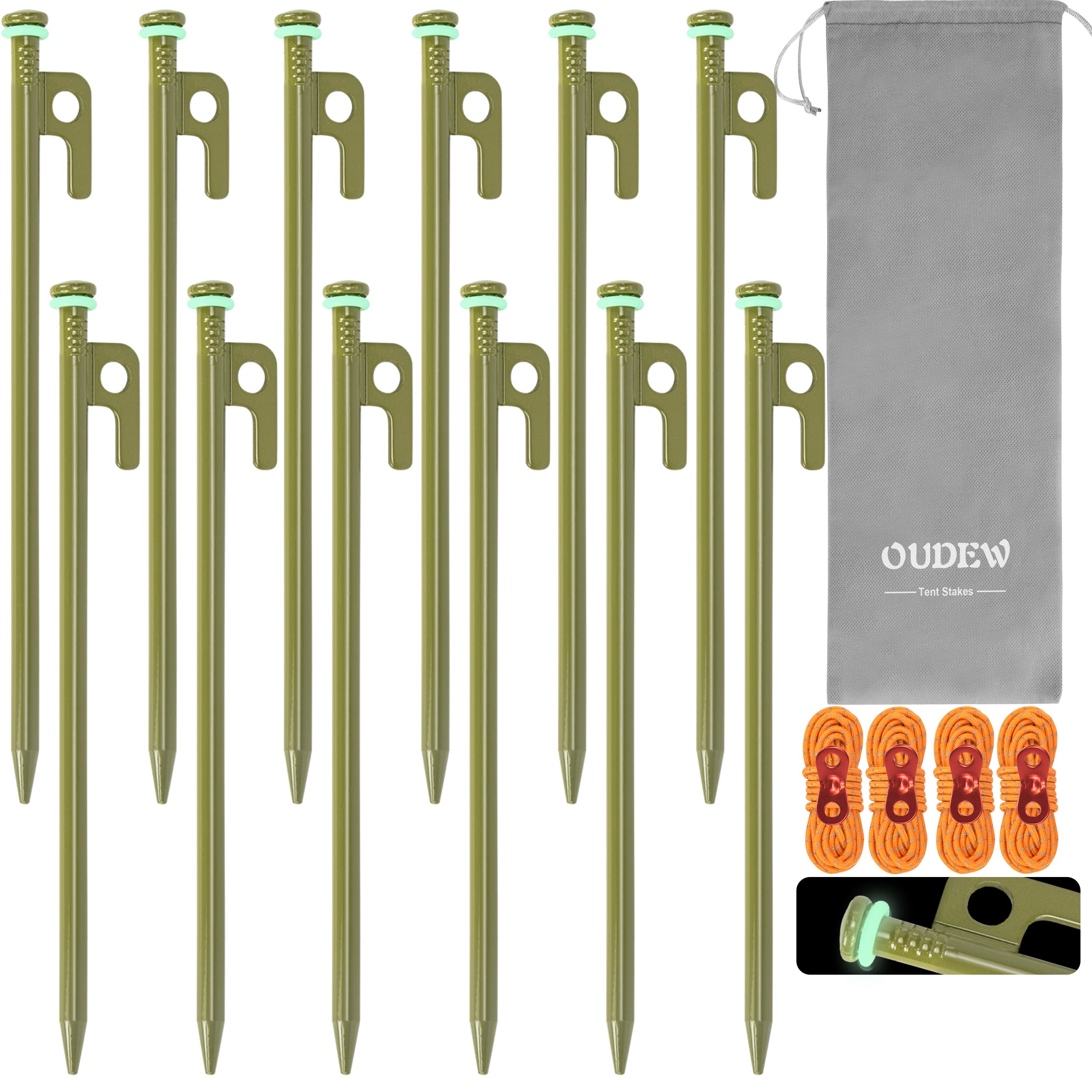 OUDEW Camping Hammer 10 Inch with Hard and Strong Brass Hammer Head and Comfortable Beech Wood Handle,Brass Tent Stake Hammer with Tent Stakes Remover