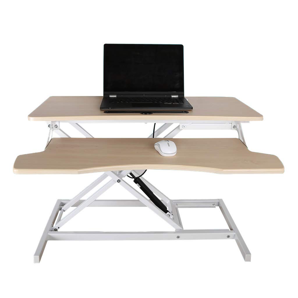 NJYT Monitor Stand Computer Stand Multifunctional Foldable Office Desk Organiser Ergonomic Tray Mount with Keyboard Tray(Color:Wood)