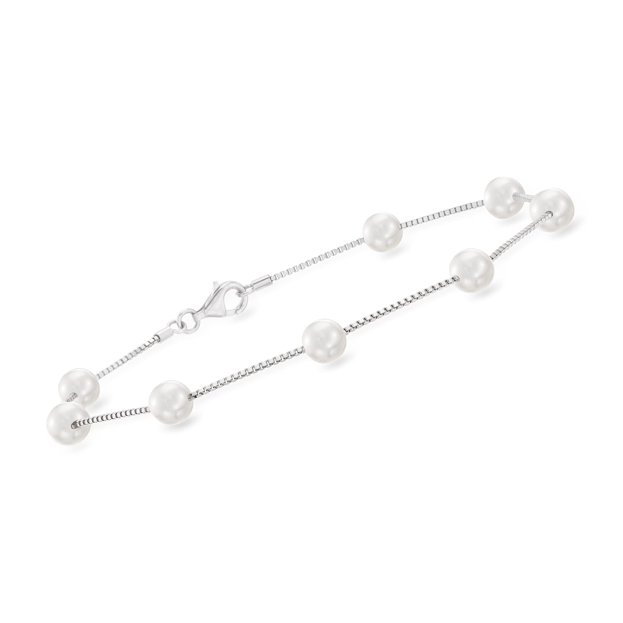 Ross-Simons 7-7.5mm Cultured Pearl and Sterling Silver Jewelry Set: 2 Anklets. 10 inches