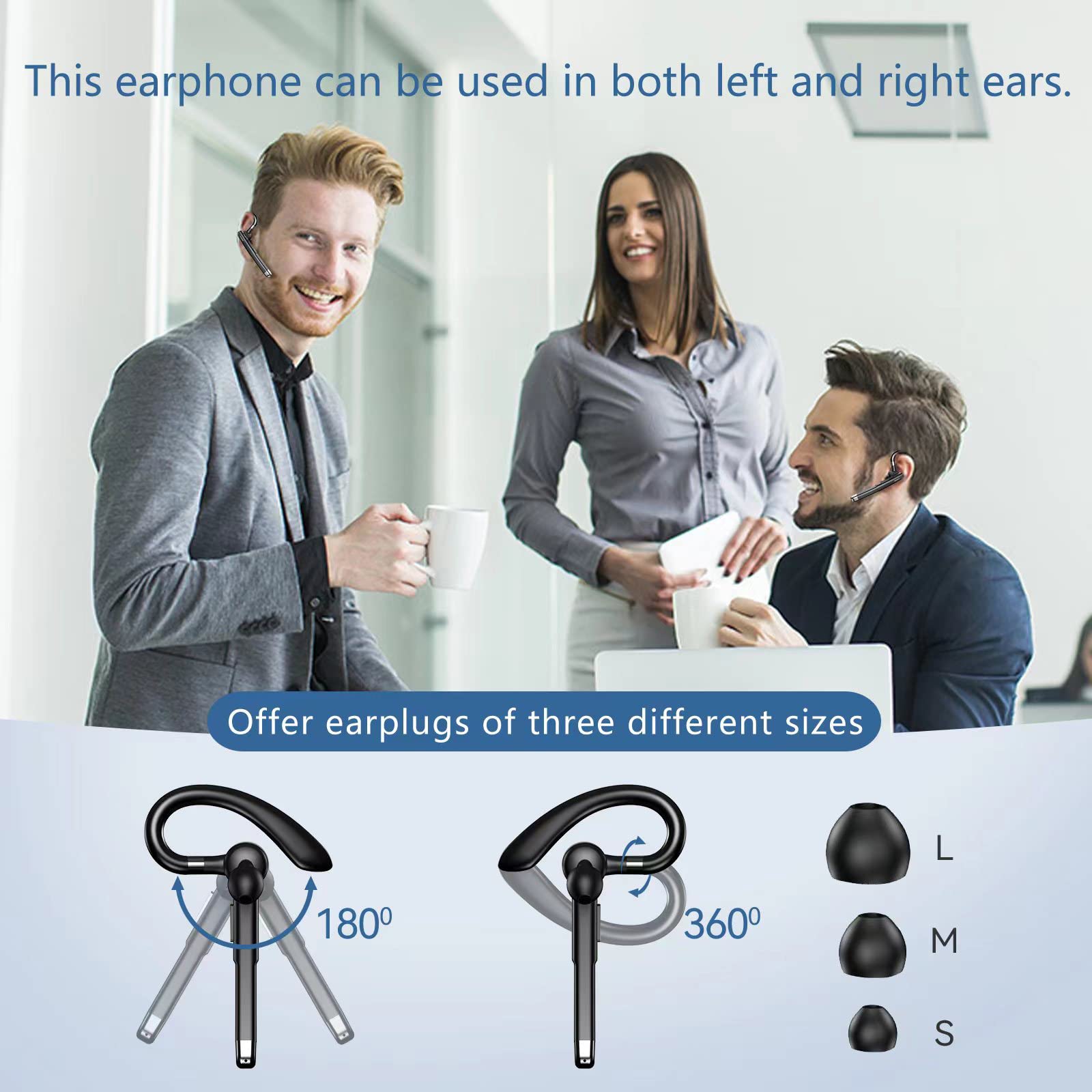 ＷＭＷＹＭＸ Bluetooth Headset One Ear Earphone Earpiece for Cell Phones Wireless Headset with Charging Case and LED Intelligence Display[YYK-520-1015]