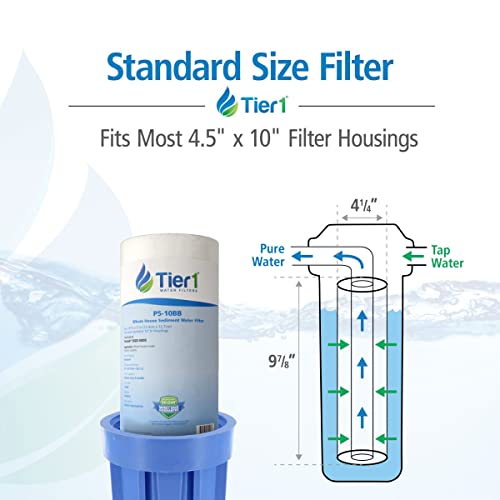 Tier1 5 Micron 10 Inch x 4.5 Inch | 16-Pack Spun Wound Polypropylene Whole House Sediment Water Filter Replacement Cartridge | Compatible with Pentek DGD-5005, 155357-43, WDGD-5005, Home Water Filter