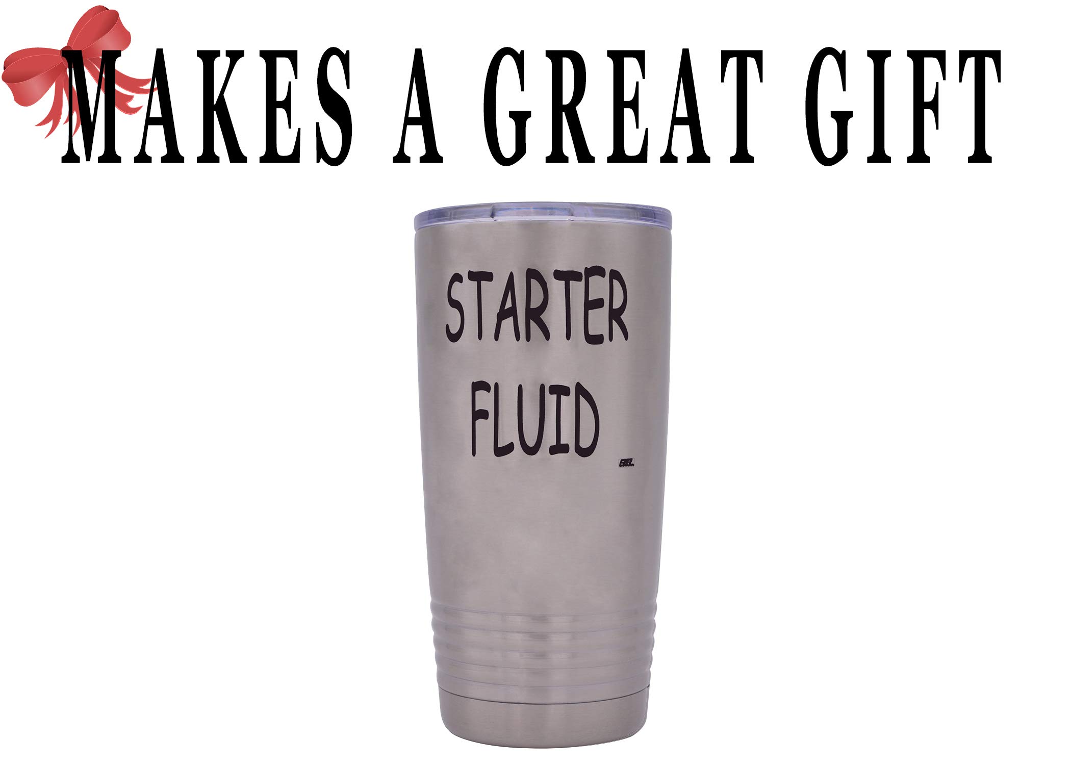Rogue River Tactical Funny Starter Fluid Large 20 Ounce Travel Tumbler Mug Cup w/Lid Vacuum Insulated Hot or Cold Sarcastic Dad Father For Men Him