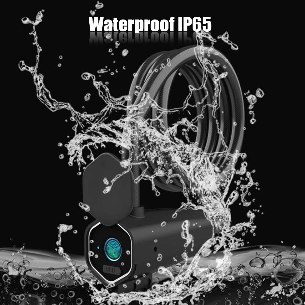 Smart Bluetooth Fingerprint Lock, Bike Chain Lock, Outdoor IP65 Waterproof Bicycle Lock, for Bicycle/Bike/Motorcycle/Door/Gate