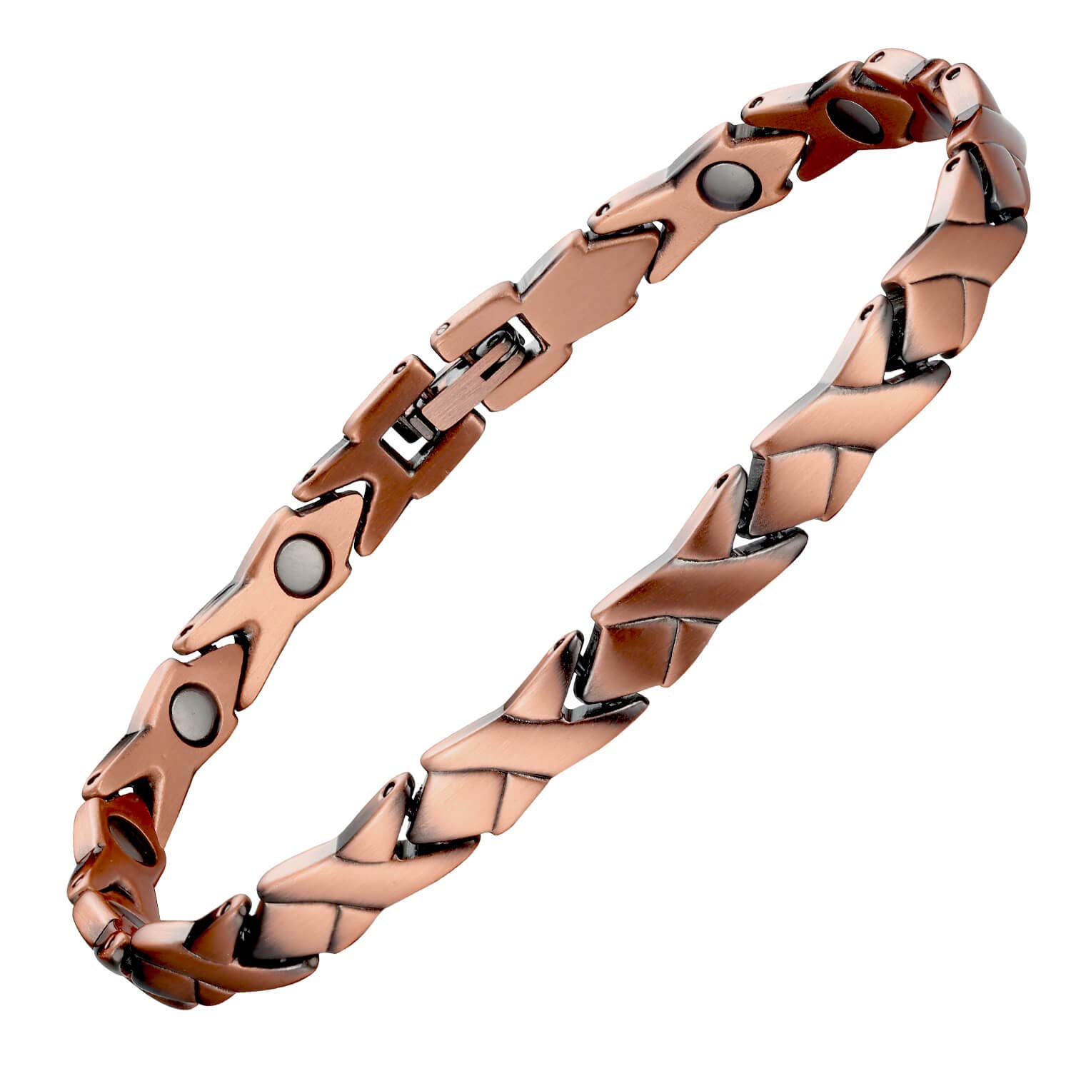 MagEnergy Copper Bracelets for Women 99.9% Pure Copper Magnetic Link Bracelet, Adjustable Bracelet Jewelry Box with Sizing Tool