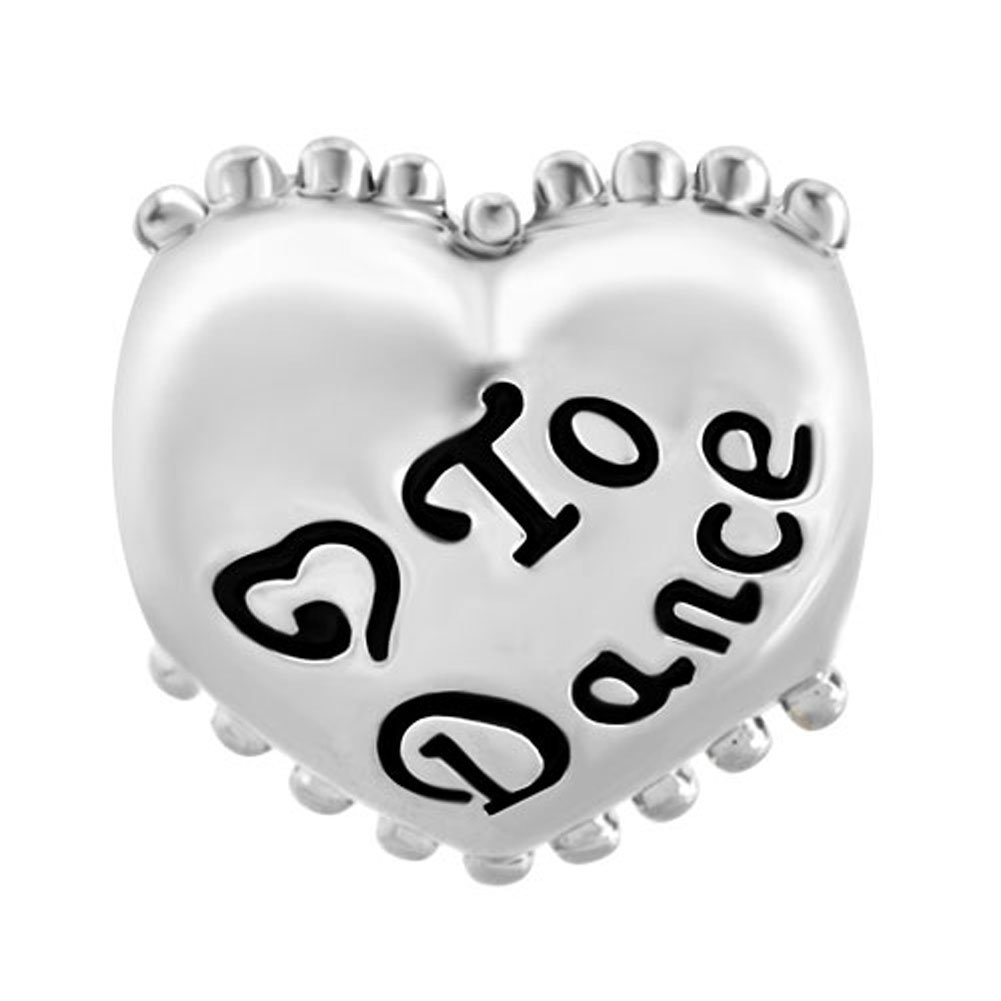 LovelyJewelry Heart Love To Dance Charms Beads For Bracelets
