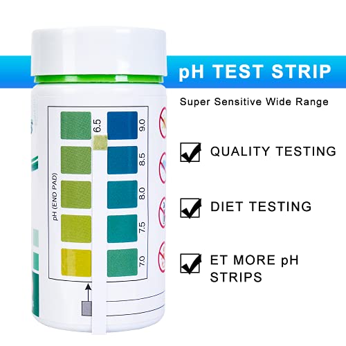 SuperCheck pH Test Strips, 4.5-9.0 ppm, 100 Count, pH balance Test Strips for Women, pH Strips for Testing Alkaline and Acid Levels in The Body, Monitor Your pH Levels Using Saliva and Urine, pH Paper