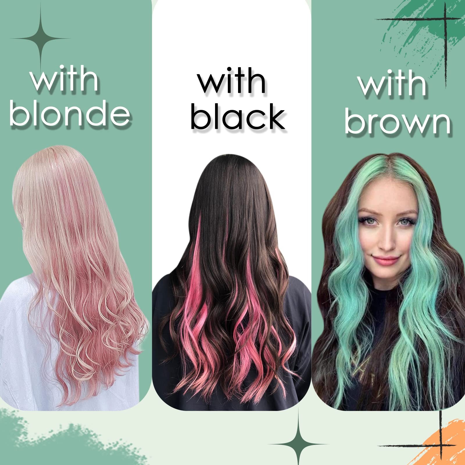 Ugeat Clip in Extensions 12 Inch Real Human Hair Extensions Teal Hair Extensions Clip in 16 Grams Per Pack Colored Clip in Hair Extensions 4Pcs