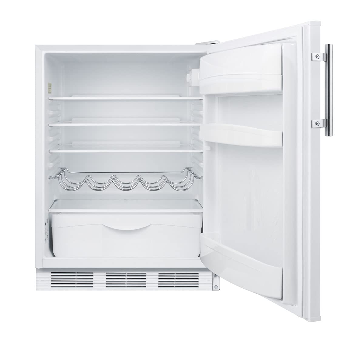 Summit Appliance FF63BK Freestanding Residential Counter Height 24" Wide All-refrigerator in Black Exterior with Auto Defrost, Deluxe Interior, Pro Style Handle and Adjustable Thermostat
