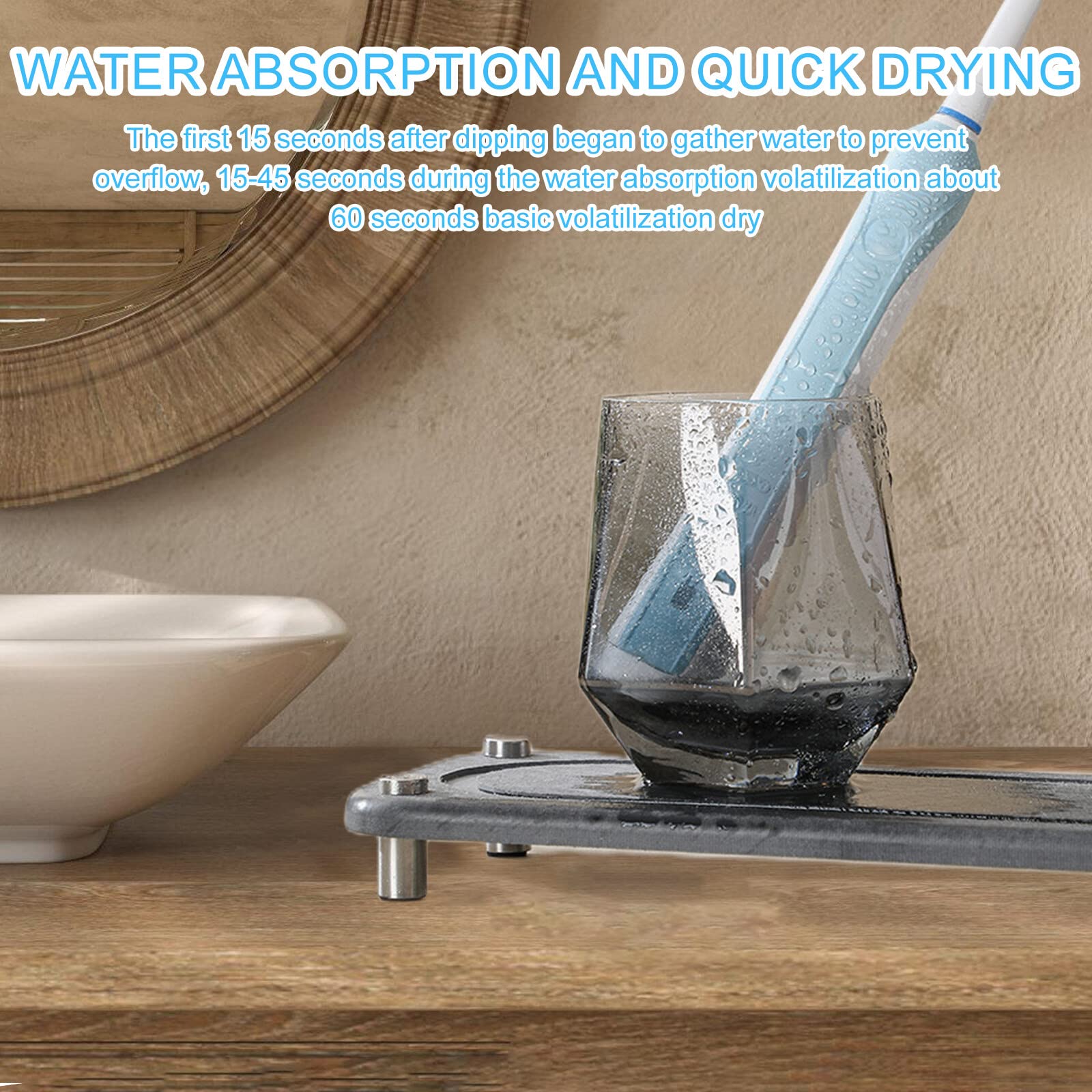 NASHARIA Water Absorbing Stone Tray for Sink:Instant Dry Sink Organizer and Fast Drying Stone Sink Tray Diatoma Sink Tray Drying Stone for Kitchen Bathroom Toothbrush Cup (Dark Gray)