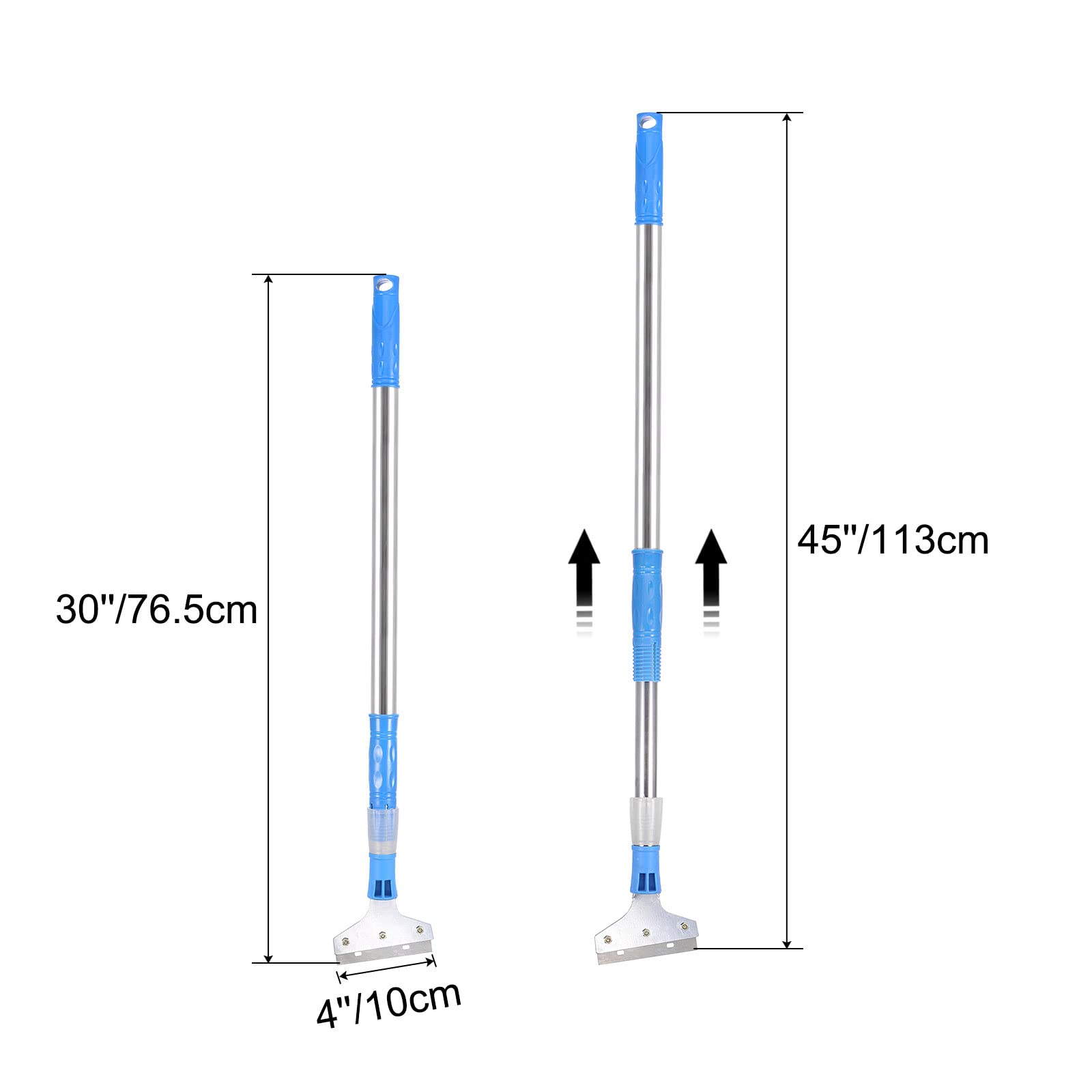 uxcell 45" Adjustable Floor Scraper Long Steel Handle Flooring Removal Tool with Cover for Window Paint Glass Wall