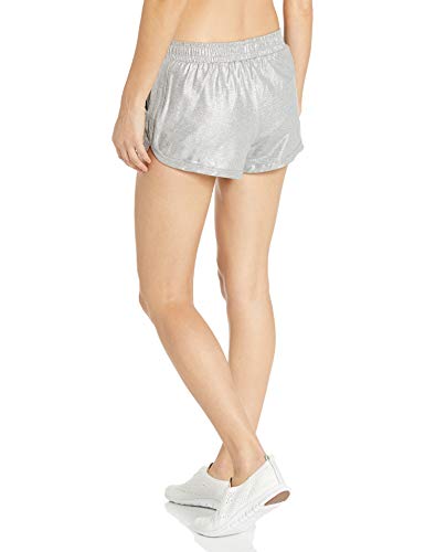 Maaji Women's Elastic Waist with Attached Brief Running Short, Sparkle Pebble Silver, Medium
