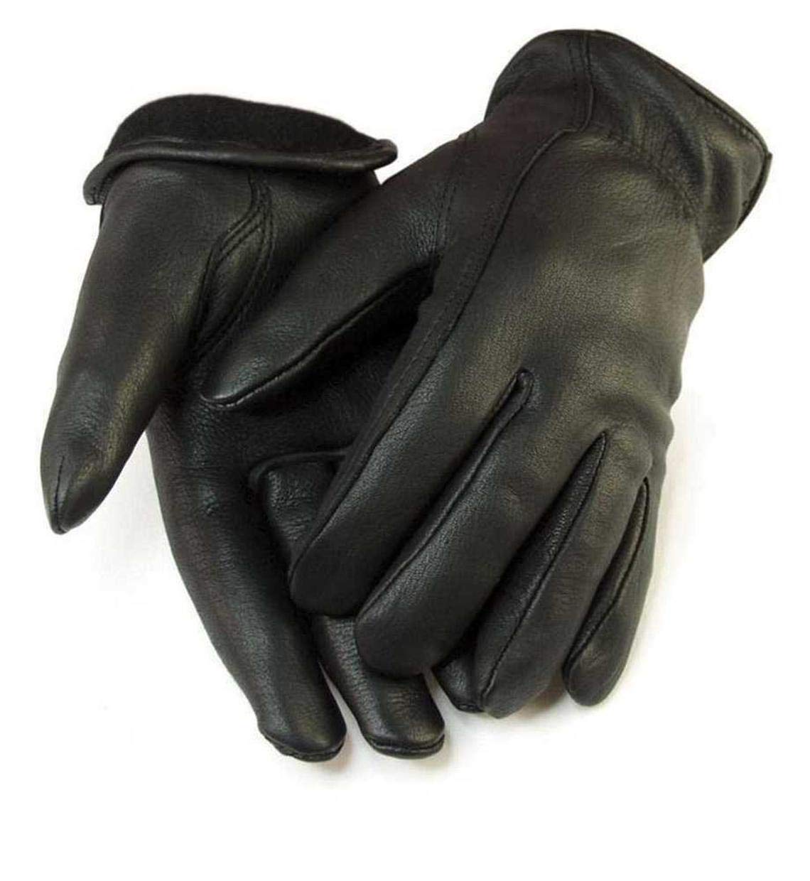 MEN`S FULL GRAIN BLACK DEERSKIN LEATHER GLOVES LINED 40 GRAM 3M THINSULATE (American Fur) (X-Large)