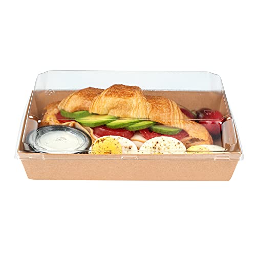 Restaurantware Matsuri Vision 8 x 5 x 1.5 Inch Medium Sushi Trays 100 Greaseproof Sushi Packaging Boxes - Lids Sold Separately Disposable Kraft Paper Sushi Containers For Entrees Or Desserts