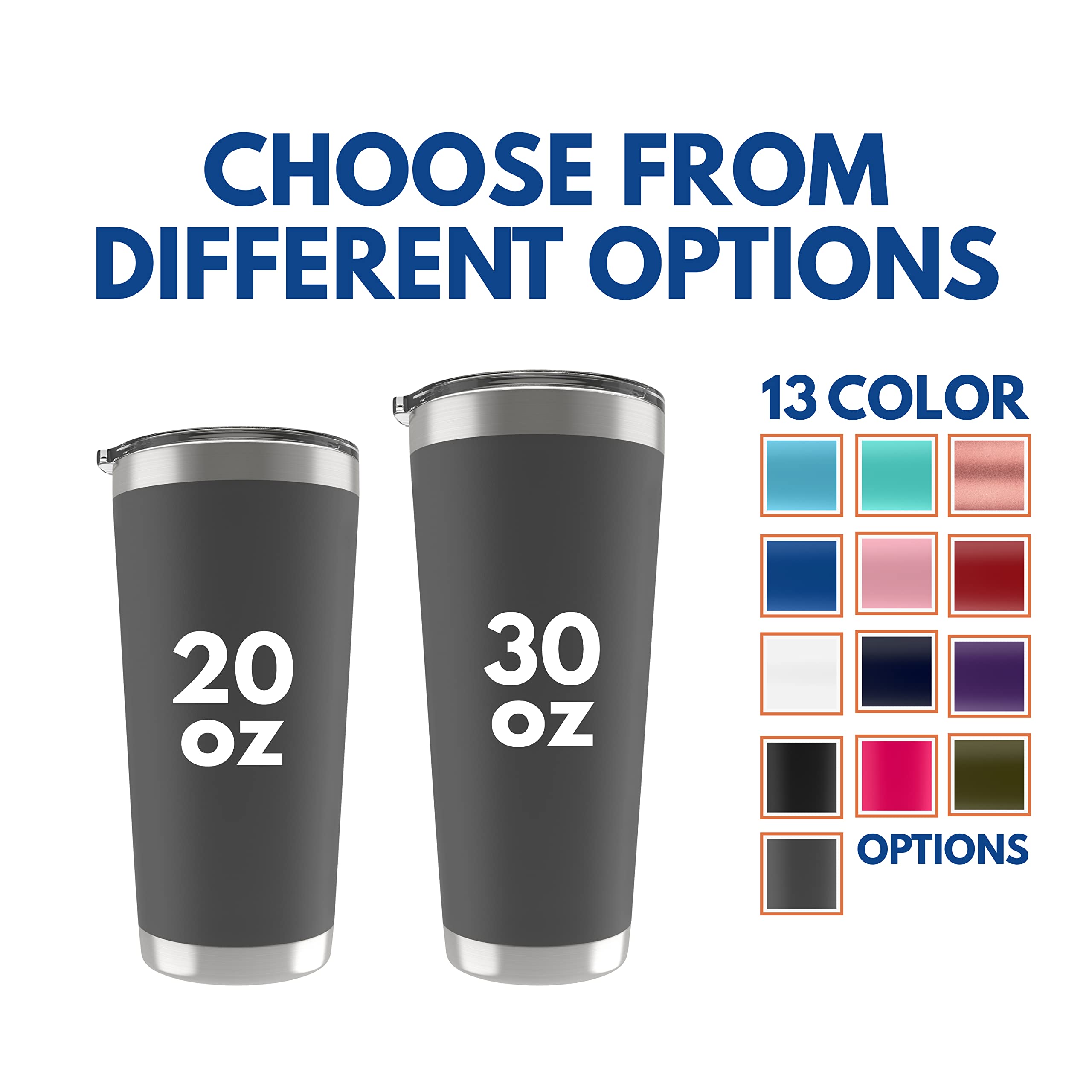 Personalized Tumblers w/Lid - 20 or 30 Oz Rose Gold - Vacuum Insulated Travel Coffee Mugs - Stainless Steel Double Wall Tumbler - Personalized Cups with Name, Text