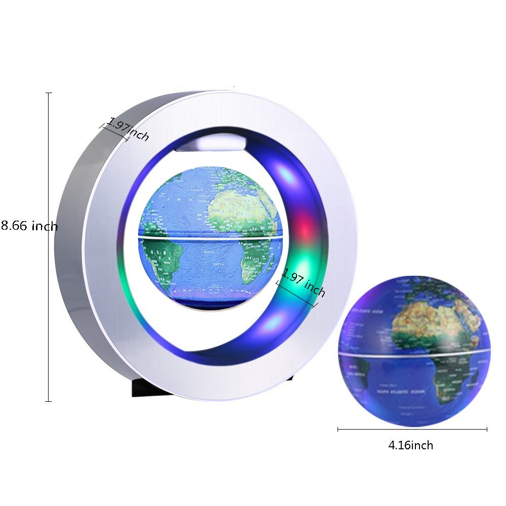 Magnetic Levitation Floating World Globe Desk, 4'' Electronic Antigravity Magnetic Levitating Floating Globe with Colorful LED World Map (English version)