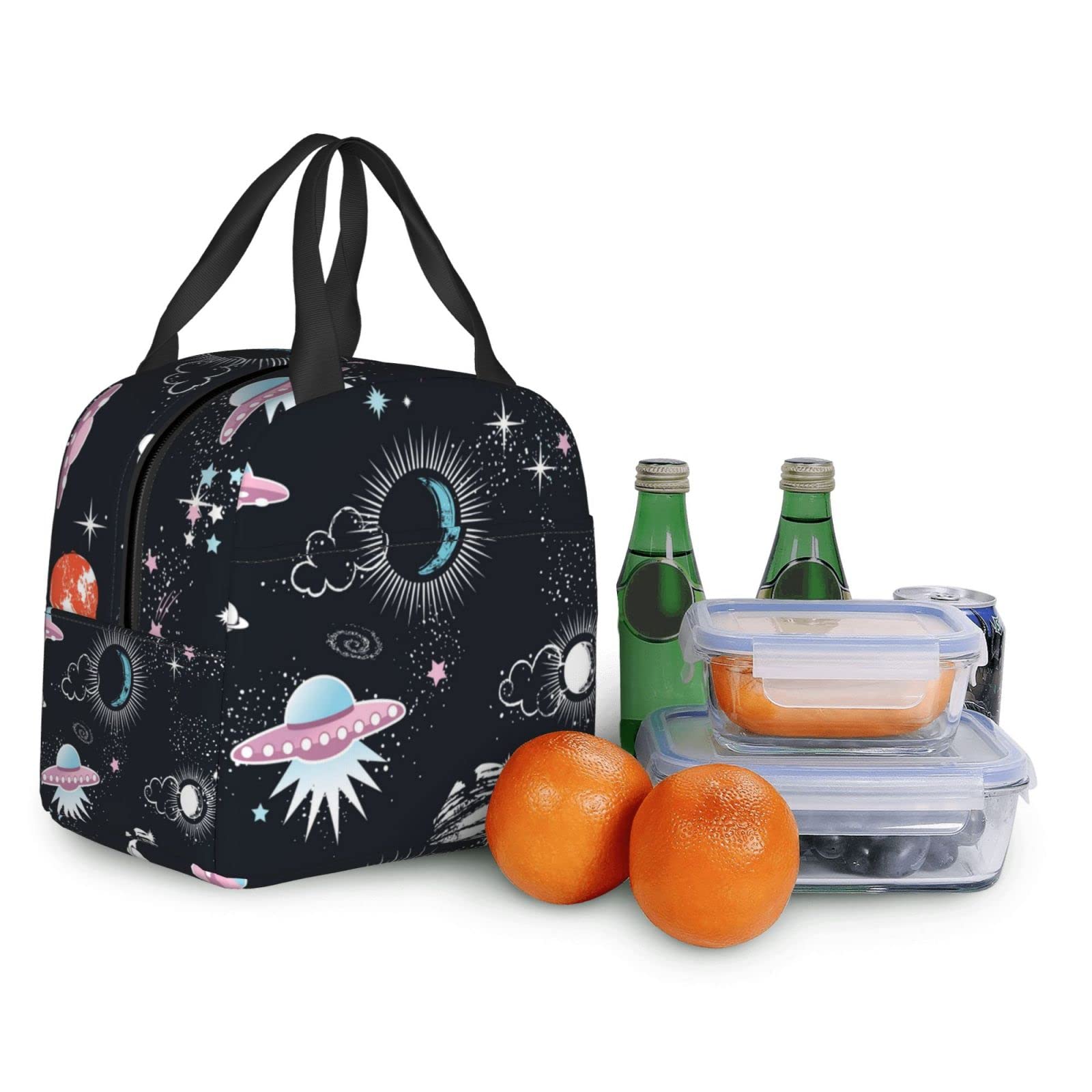 QIUWIOV Space Galaxy Constellation Lunch Bag Insulated Reusable Lunch Box Thermal Tote Bag Container Cooler Bag for Women Men Travel/Picnic/Work/Beach, One Size
