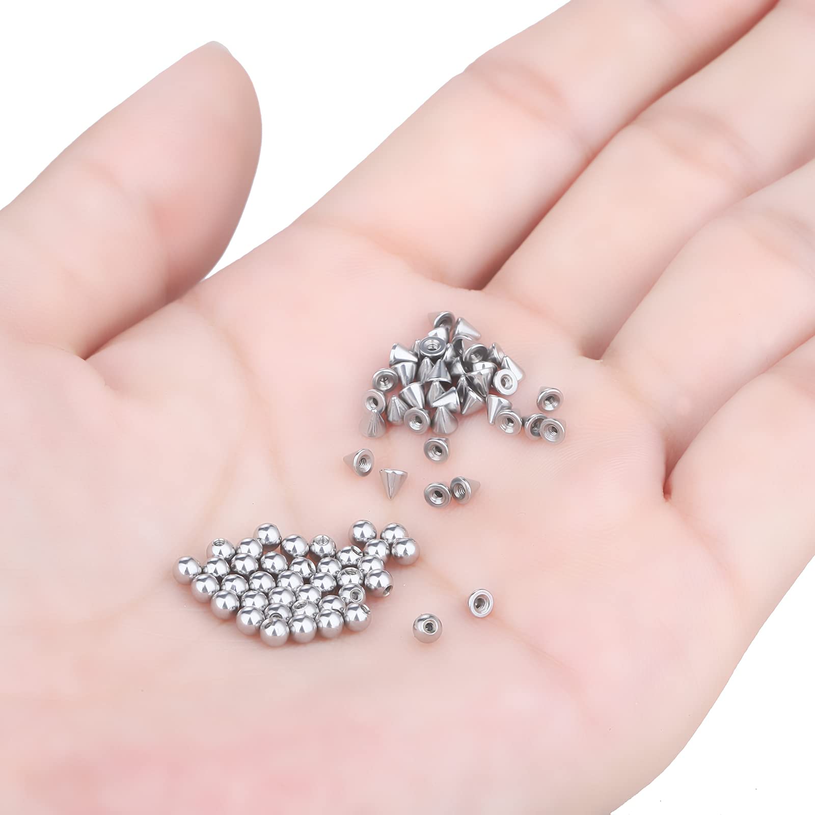 Oveta 20G 16G 14G Replacement Ball Stainless Steel Externally Threaded Piercing Barbell Parts for Lip Studs Septum Rings Labret Earrings Piercing Balls 3mm (80pcs,16g)