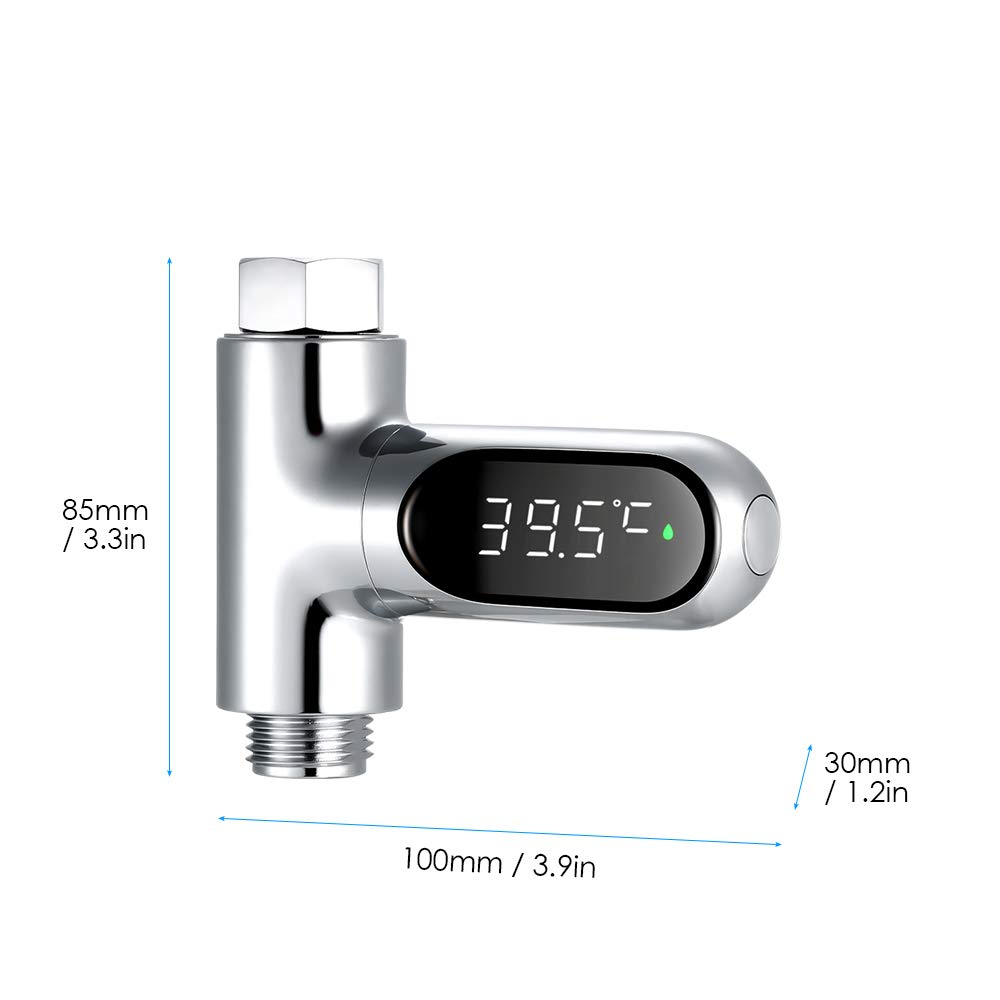 Shower Thermometer, LED Digital Display 0~100℃ Baby Bath Water Thermometer Celsius/Fahrenheit Display 360° Rotating Screen for Home Kitchen Bathroom