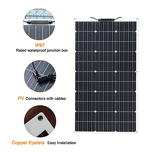 XINPUGUANG Solar Panel 4pcs 100W 12V 400W Flexible Solar Kits Battery Charger Monocrystalline 40A Charge Controller PV Connector Cable for Car RV Boat Cabin Trailer
