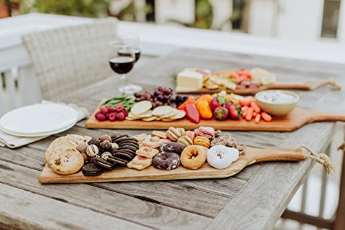 PICNIC TIME Disney Mickey Mouse & Minnie Mouse Artisan 24" Acacia Charcuterie Board with Raw Wood Edge, Cheese Board, Serving Platter, (Acacia Wood)