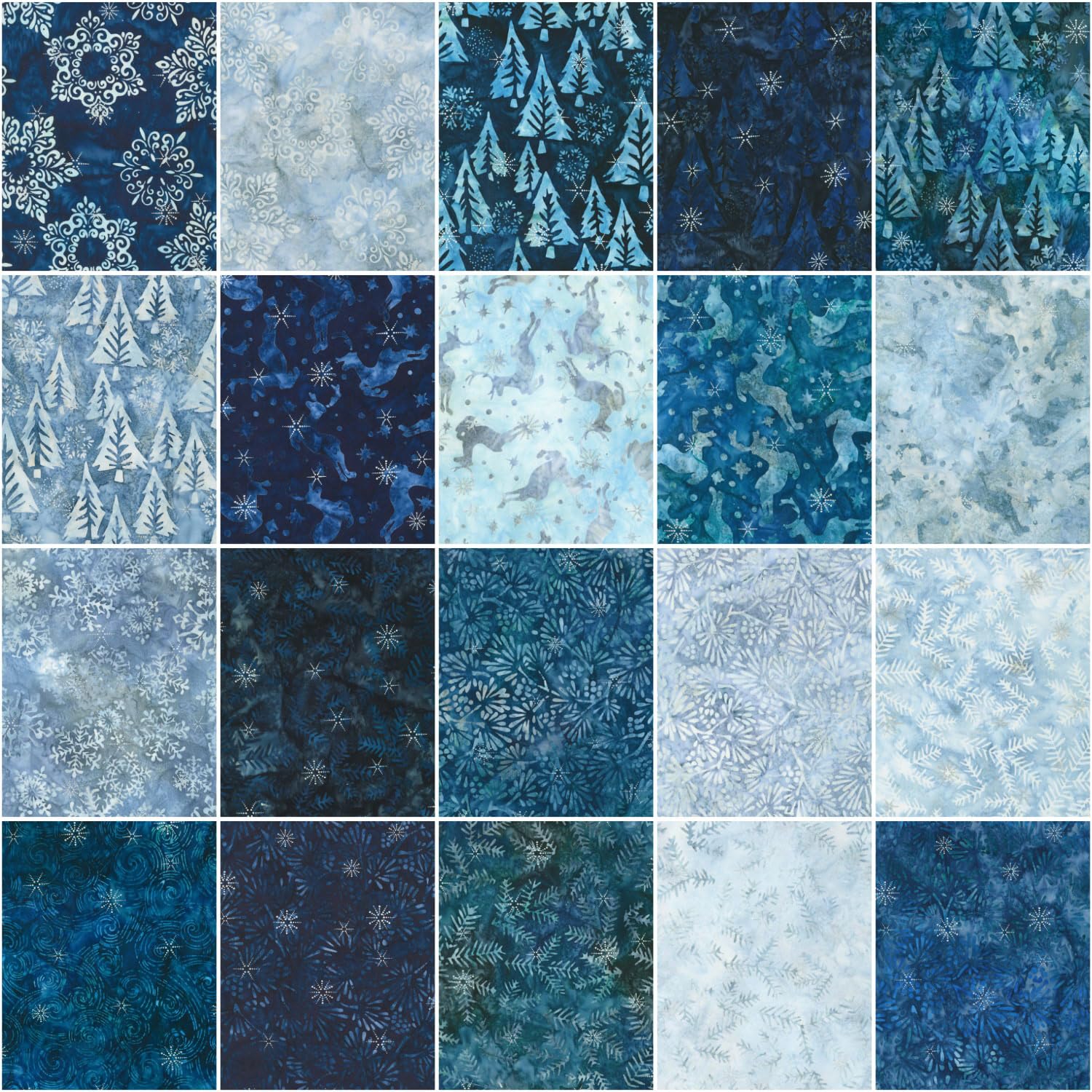 Lunn Studios Artisan Batiks Winter Wonderland Evening 40 2.5-inch Strips Robert Kaufman RU-1177-40